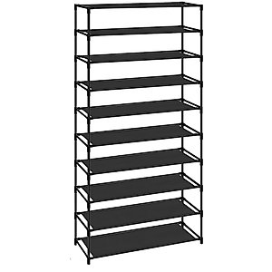 Generic 10 Tier 40 Pairs Shoe Rack, Stackable Sturdy Shoe Shelf, Tall Shoe Rack Organizer with Stainless Steel Frame (24.5 x 12 x 61.4) (L x W x H)