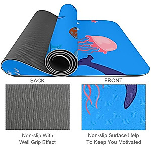 Yoga Mat, Yoga Mats for Home Workout, Workout Mat, Exercise Mats, Pilates Mat, sea animal whale dolphin blue pattern