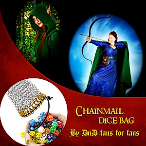 Mythrojan Chainmail DnD Dice Bag Drawstring Medieval Role Playing LARP Dice Pouch