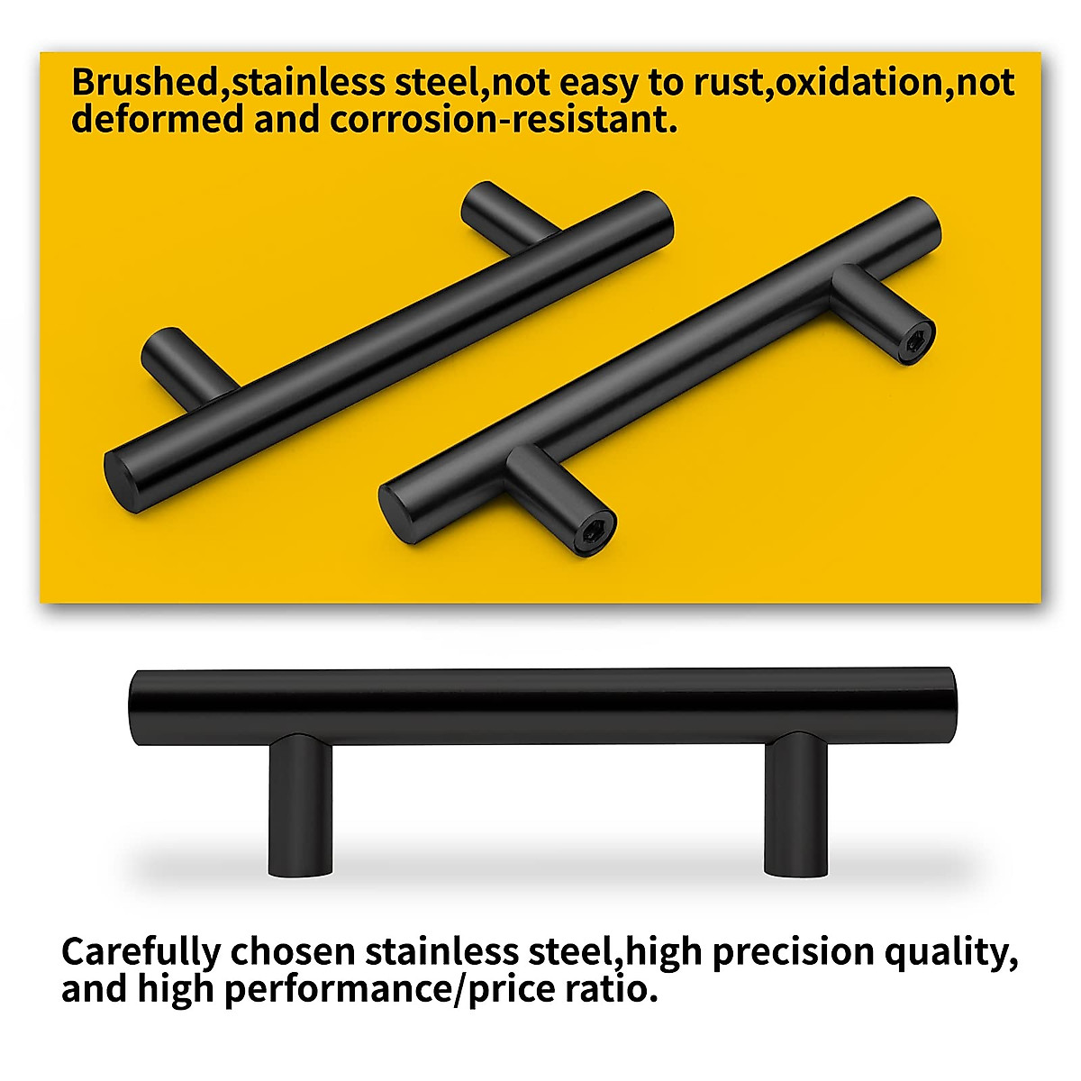 Goldmic 30-Pack 5'' Cabinet Pulls Matte Black Stainless Steel for Kitchen Cabinet Handles Cupboard Drawers Pulls, 5 Inch Length, 3 Inch Hole Center