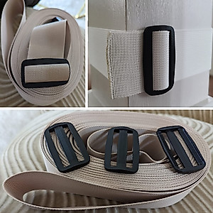 DEYACE 2 Inch Nylon Webbing Strap with Plastic Tri-Glide Slide Clips, 10 25 50 Yards Heavy Duty Nylon Strapping for Indoor or Outdoor Gear, DIY Crafting, Repairing (White, 2" x 10 Yards)