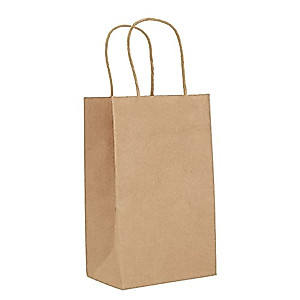 Juvale 12 Pack Small Gift Bags with Handles, 5.3 x 3 x 8.5 Inch Bulk Kraft Paper Material Brown Bags for Party Favors, Goodies