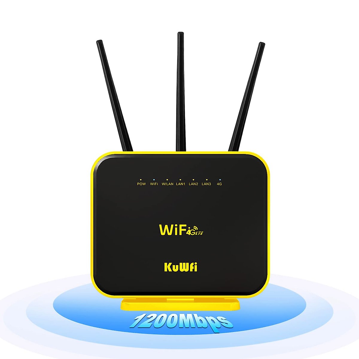 KuWFi vSIM Hotspot 4G LTE Router 1200Mbps Dual Band Gigabit WiFi External Antenna with US 2GB Data vSIM Router Offer high-Speed Data Plans to accommodate RV orRural No Contract Plug and Play