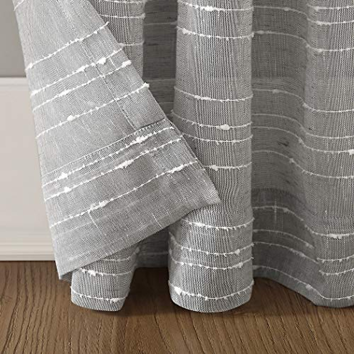 Clean Window Textured Slub Stripe Anti-Dust Allergy/Pet Friendly Sheer Curtain Panel, 52" x 95", Gray