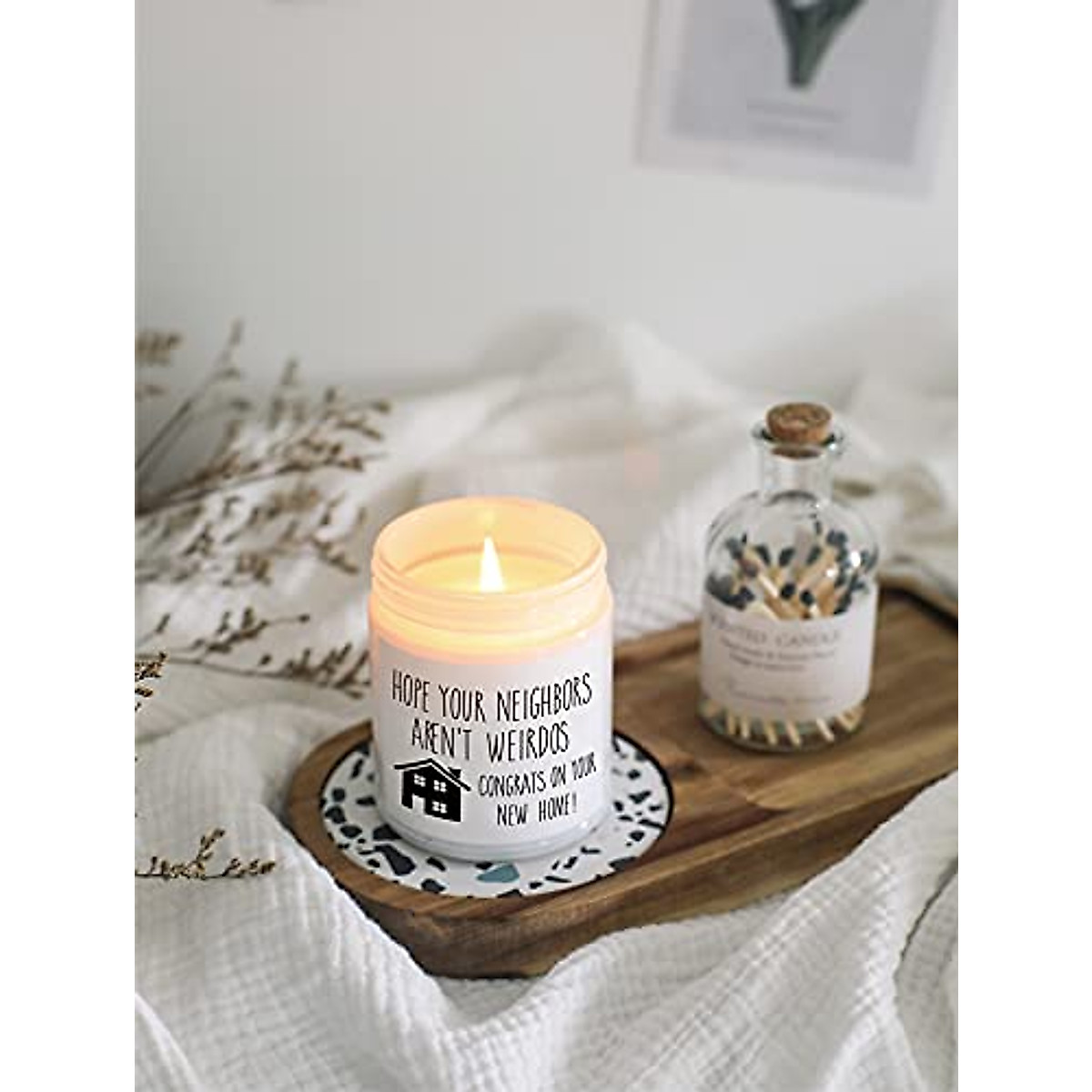 Housewarming Gifts for New Home, Housewarming Scented Candle, New House, Moving, New Homeowner Gift Idea (White)