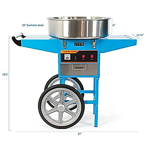 VIVO Blue Electric Commercial Cotton Candy Machine, Candy Floss Maker with Cart CANDY-V002B