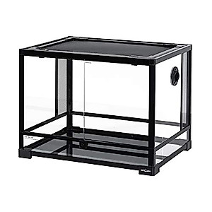 REPTI ZOO Large 34 Gallon Reptile Glass Terrarium Tank,Front Opening Door 24" x 18" x 18" Double Hinge Door with Screen Ventilation Reptile Terrarium (Backgrounds not Include)