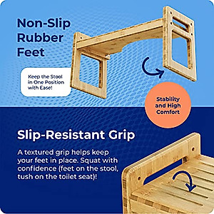 Squatty Potty Tao Bamboo Adjustable Toilet Stool, 7" & 9" Height, Bathroom Stool for Kids and Adults, Brow