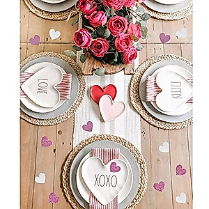 Valentine's Day Heart Confetti, 300pcs Valentines Day Glitter Paper Confetti for Valentine's Day Wedding Bridal Shower Bachelorett Party Decoration (White)