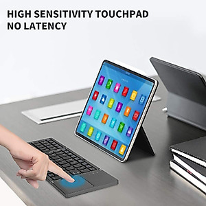 Achort Foldable Bluetooth Keyboard, Tri- Folding Portable Wireless Keyboard with Touchpad, USB Rechargable BT Wireless Keyboard for Android, Windows System Laptop Tablet Smartphone Device(Gray)