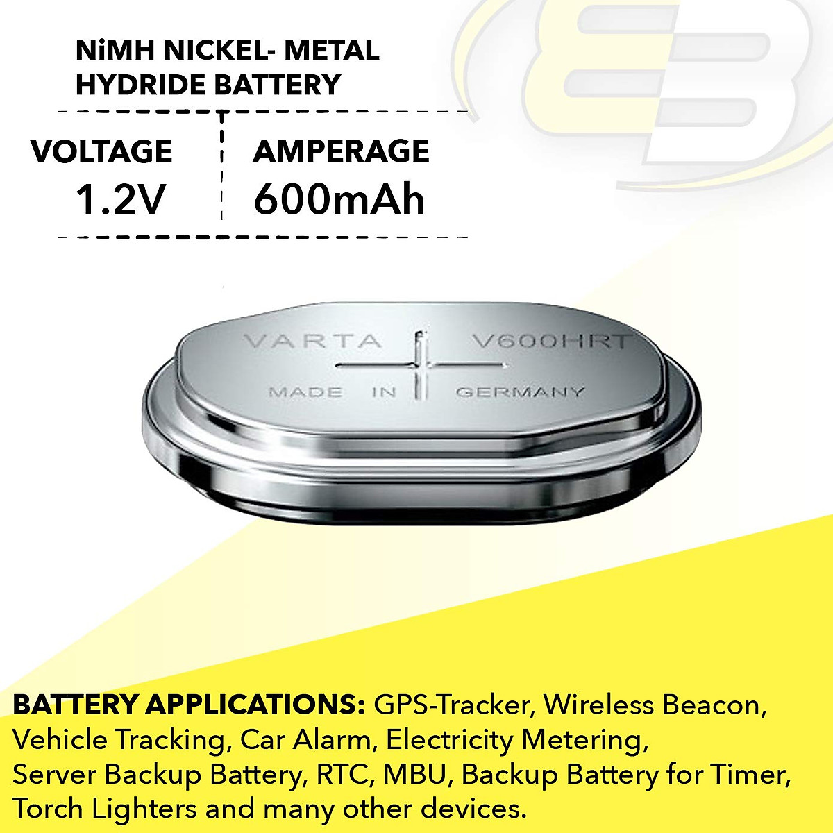 1.2V 600mAh NiMH Battery For Flashlight Lamp in Dodge Caliber,2009-2017 Dodge Journey,2008-2016 Dodge Grand Caravan, 2011-2018 Dodge Durango Replaces 5183454AA