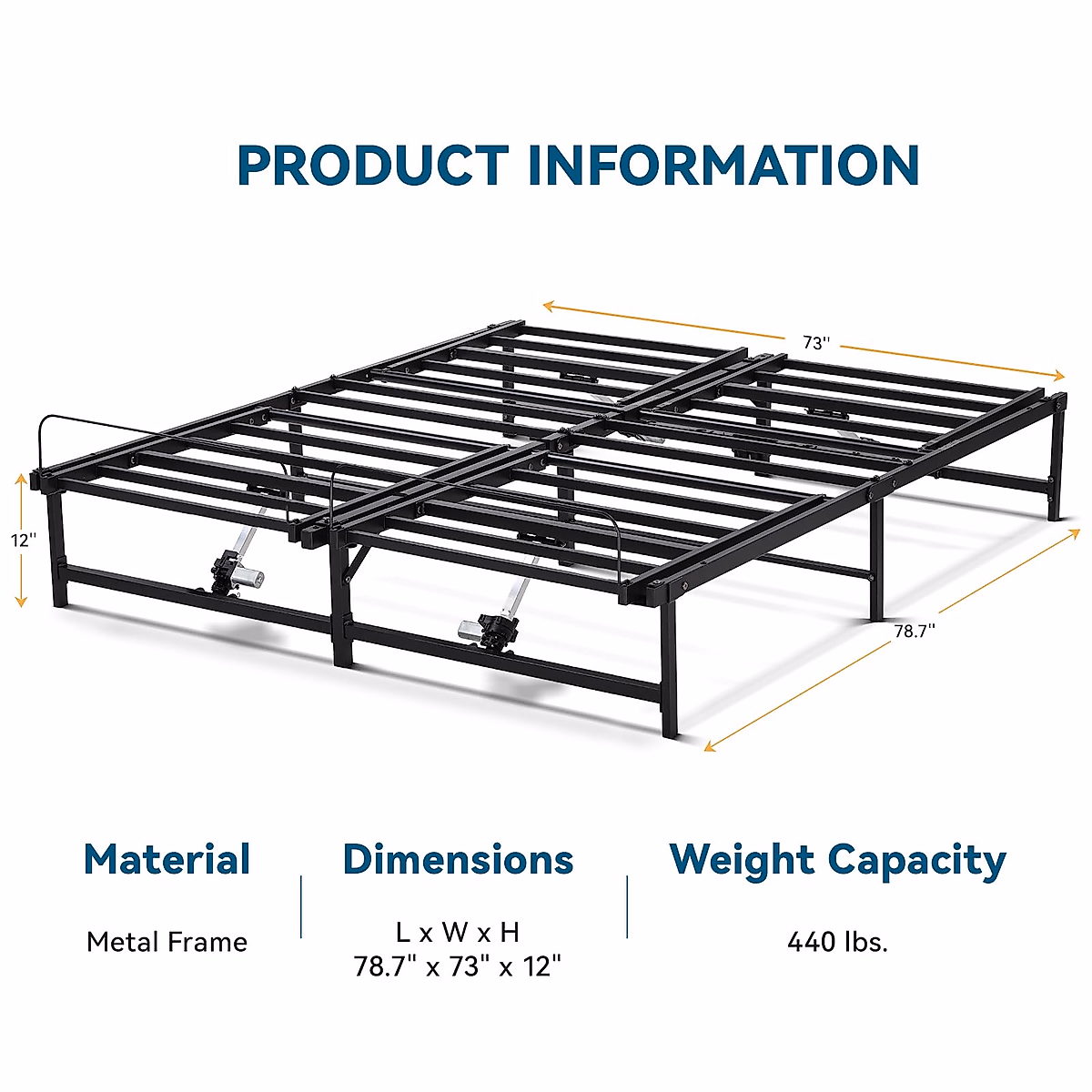 COMHOMA Adjustable Bed Frame King Bed Base with Remote Control, Independent Head and Foot Incline, Adjustable Bed Frames with Mattress Holder, Bed Base Only King-73