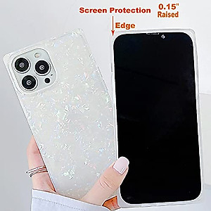 JFWEN Compatible with iPhone 14 Pro Max Case 6.7 inch 2022 Glitter Marble Square Edge Design Shockproof Soft TPU Silicone Bling Cute Protective Phone Cases Cover for Women (Multicolor)