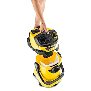 Kärcher - WD 5/P Multi-Purpose Wet-Dry Vacuum Cleaner - 6.6 Gallon - With Attachments – Blower Feature, Semi-Automatic Filter Cleaning, Space-Saving Design - 1100W - 2022 Edition,Yellow