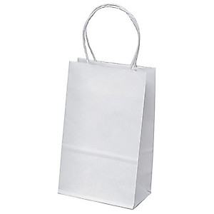 Flexicore Packaging 5.25"x3.25"x8" - 50 Pcs-White Kraft Paper Bags, Shopping, Merchandise, Party, Gift Bags (Plain)