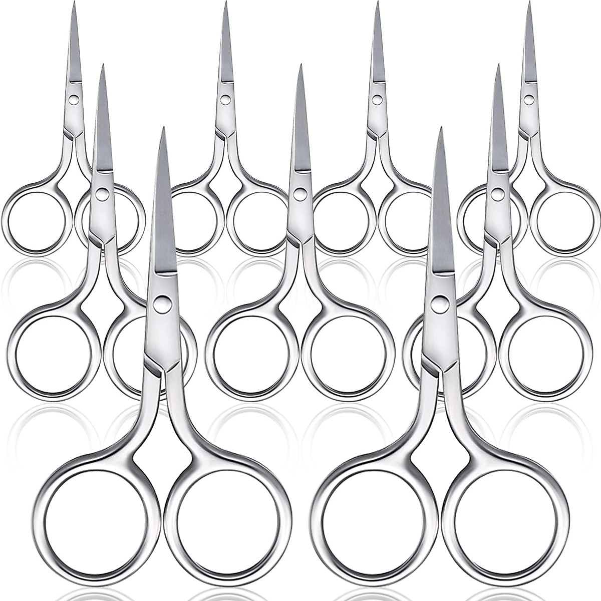 12 Pieces Nose Hair Scissor Small Scissor Facial Hair Scissors Stainless Steel Straight Tip Scissors Eyebrows Grooming Trimming Scissors Multi Purpose Beauty Scissors for Mustache Beard Nose