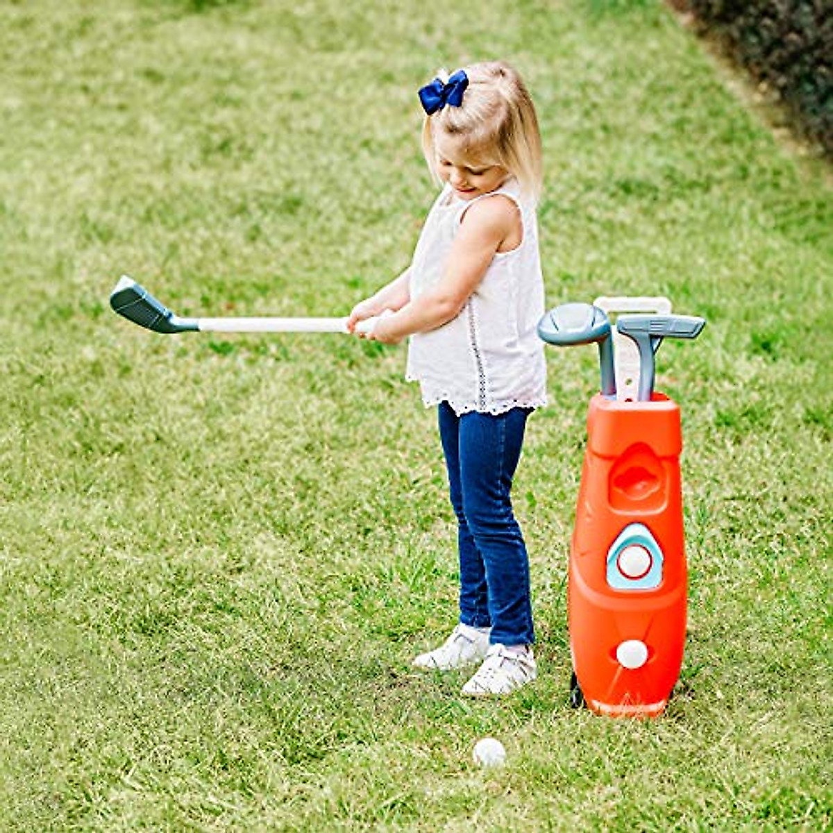 Sunny Days Entertainment Toddler Golf Set – Complete Golf Toy Playset for Kids | 3 Junior Golf Clubs + 3 Balls + 2 Practice Holes + 1 Golf Cart with Wheels