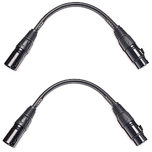 CESS-008 XLR3M to XLR5F DMX512 Adapter Cable - 3 Pin Male XLR to 5 Pin Female XLR DMX Turnaround, 6 Inches - 2 Pack