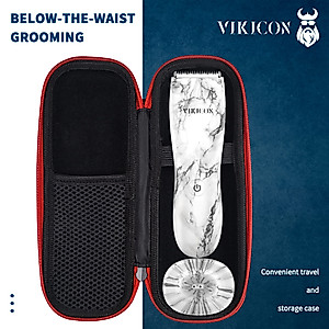 VIKICON Electric Body Hair Trimmer and Shaver: Ball Groomer & Mens Groin Trimmer with Replacement Ceramic Blade Head and Hard Case, White