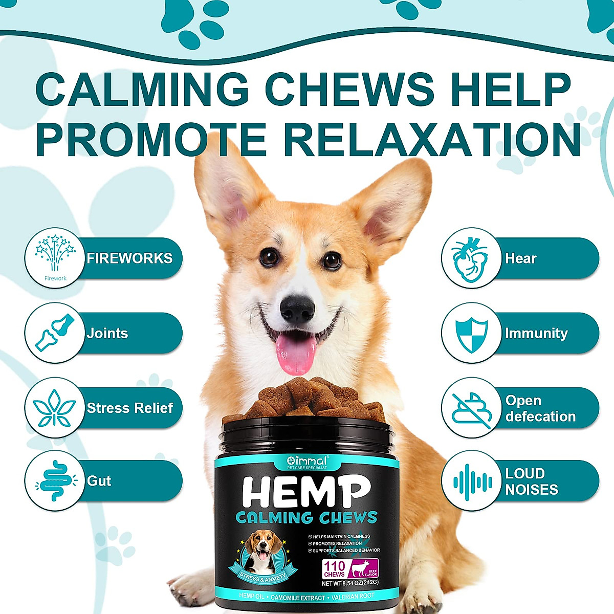 PLSHSBSE Calming Chews for Dogs, 150 Chews Hemp Calming Treats for Dog Anxiety Relief, Dog Calming Chews for All Breeds & Sizes (Chicken Flavor)
