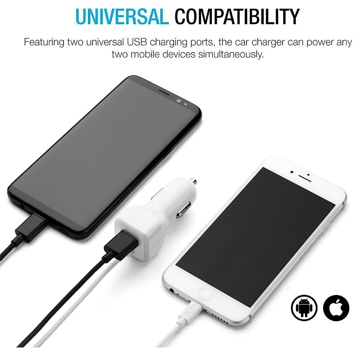 iPhone Car Charger, [Apple MFI Certified] Car Charger for iPhone 14, 13, 12, 11, X, XR, XS, Pro, 8 Plus, 7 Plus, Pro Max, iPad Pro, Air 4, Mini with Extra USB Port