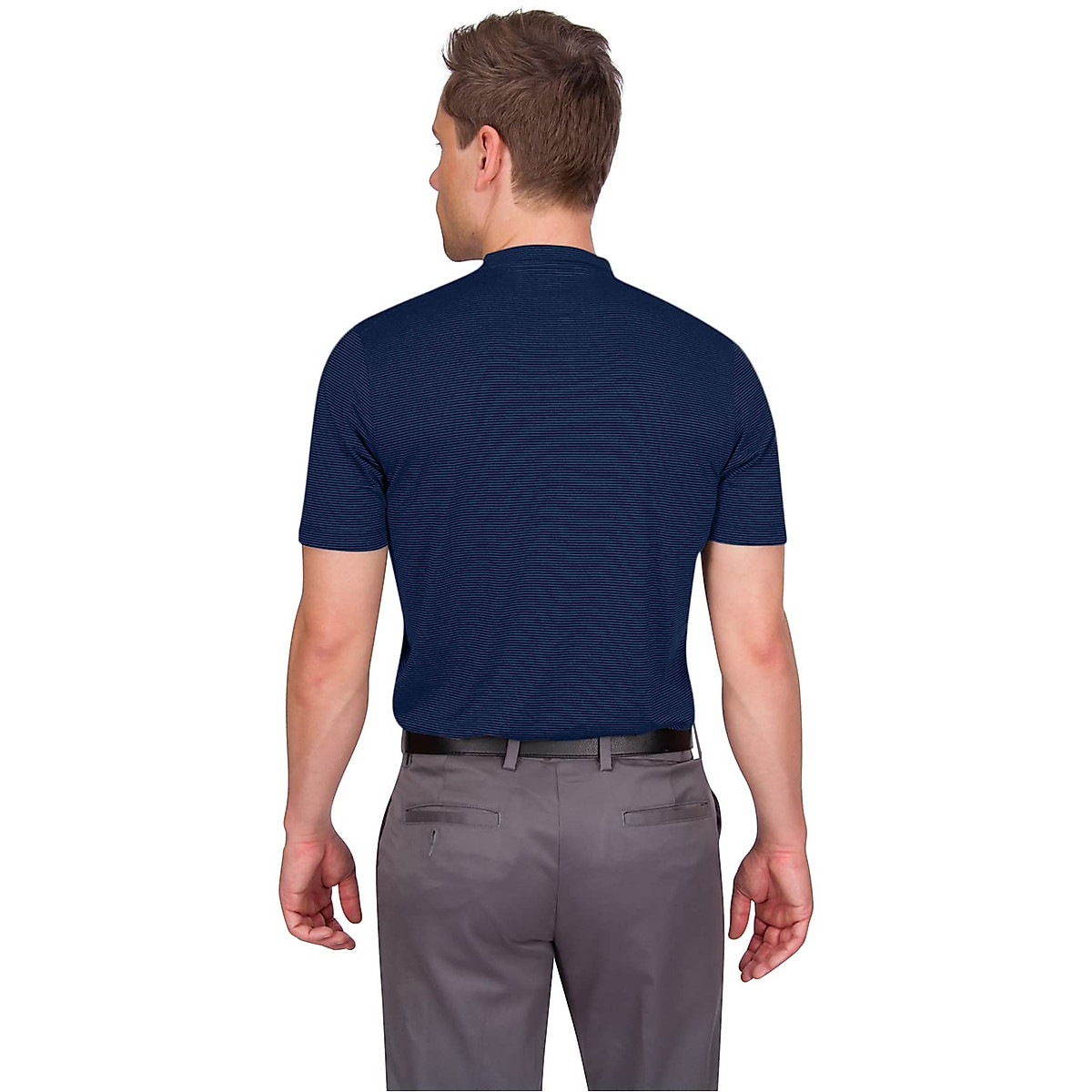 Three Sixty Six Quick Dry Collarless Golf Shirts for Men - Short Sleeve Casual Polo, Stretch Fabric Marine Navy