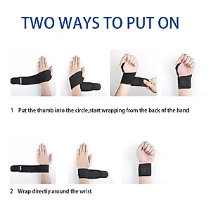 2 PCS Wrist Brace Sport-Adjustable Carpal Tunnel Hand Support Men Women Wrap Guard-Pain Relief WristBands Compression Strap Sleeve for Indoor Outdoor Gym Weightlifting Fitness Workout Yoga Day Night