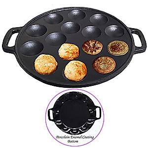 La Cuisine Pancake Pan Poffertjes Takoyaki Aebleskiver Ebelskiver Pan – Cast Iron with Porcelain Enamel Coating. Compatible with all cook tops including Induction Stove.