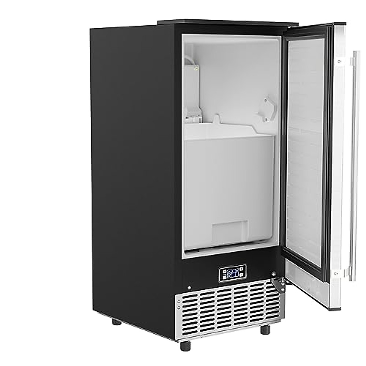 KoolMore Stainless-Steel Built-in Ice Maker Machine with Large 25 lb. Cube Storage Basket, Full Cube Production, Fast Ice Making Time, Free-Standing/Under-Counter - 75lbs of Ice per Day (BIM75-BS)