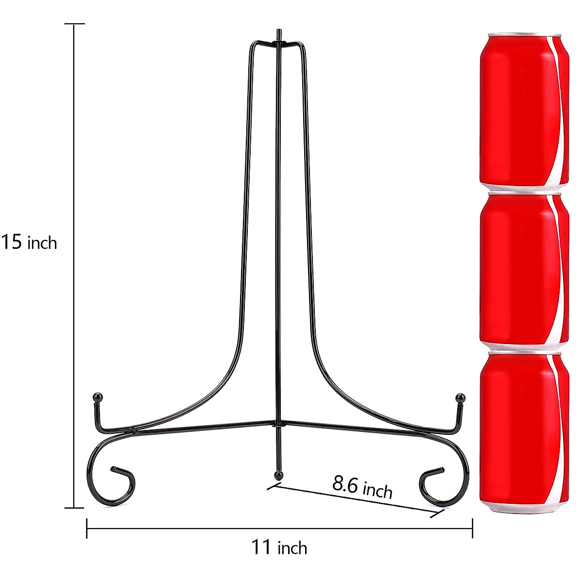 Jucoan 2 Pack 15 Inch Iron Display Stand, Large Black Easel Plate Holder Stand for Displaying Pictures Frame, Plates, Books Arts, Home Decor