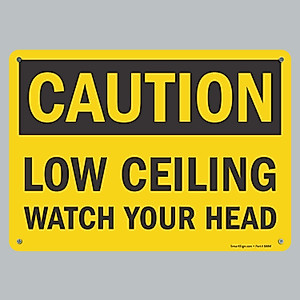 SmartSign S-5959-PL-14 "Caution - Low Ceiling, Watch Your Head" Sign | 10" x 14" Plastic