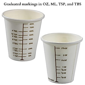 3 oz Graduated Paper Cups [125] Disposable Wax Coated Medicine Cups with Clear Measurements on Each Cup for Measuring Fluid Intake and Urine Output as well as Cooking, Mixing Paint, Stain, Epoxy (125)