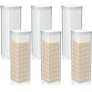 Set of 6 Square Cracker Keeper Plastic Saltine Cracker Sleeve Storage Container Tall Spaghetti Container Baking Soda Container Bread Saver for Airtight Cookie Cereal Fresh Food Holder
