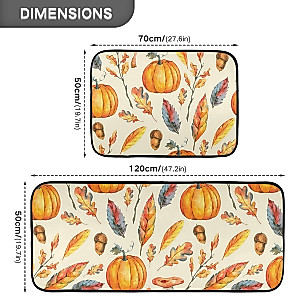 Emelivor Pumpkins Kitchen Rugs and Mats Set 2 Piece Non Slip Washable Runner Rug Set of 2 for Kitchen Floor Home Sink Ladunry Office