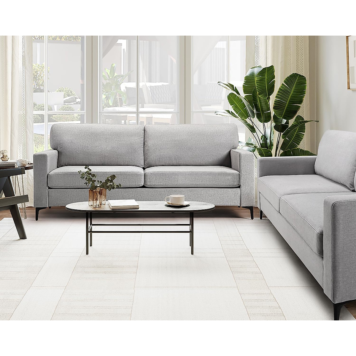 IDEARHOUSE 82 Inch Sofa, Comfy Couch, Modern Sofa, 3 Seater Sofa with Linen Fabric, Sofa Couch for Living Room Apartment Lounge Cozy Lounge Sofa,(Light Gray)