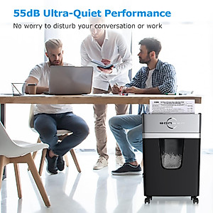 BONSEN 10-Sheet Super Quiet Micro-Cut Paper Shredder High Security Level P-5/50dB Ultra-Quiet/40-Minutes Shredding Shreds Credit Card/Staples, 5.3-Gallons Pullout Bin (S3106)