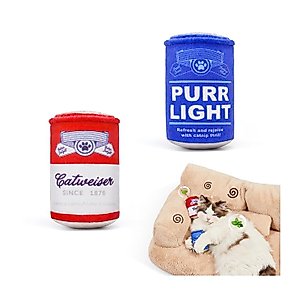 Potaroma Beer-Simulation Cat Toys 2Pcs Catnip Crinkly Sound Toy, Durable Kitten Bite Kicker Toys, Indoor Feline Exercise 4.0 Inches for All Breeds