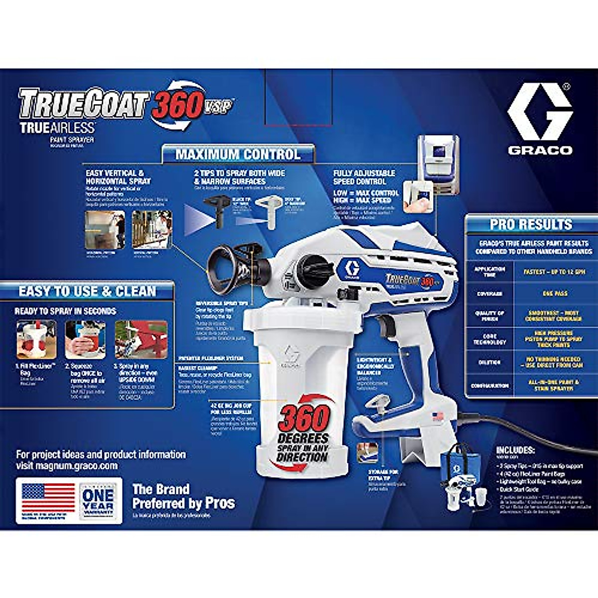 Graco 17D889 TrueCoat 360 VSP Handheld Paint Sprayer