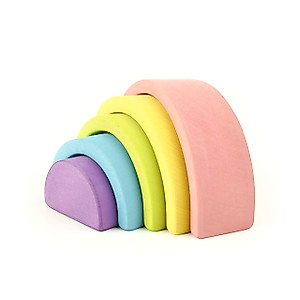 Pastel Rainbow stacking toy 5pcs Montessori toys for 3+ year old Rainbow stacker toy Educational Baby toys Stacking Blocks Learning toys