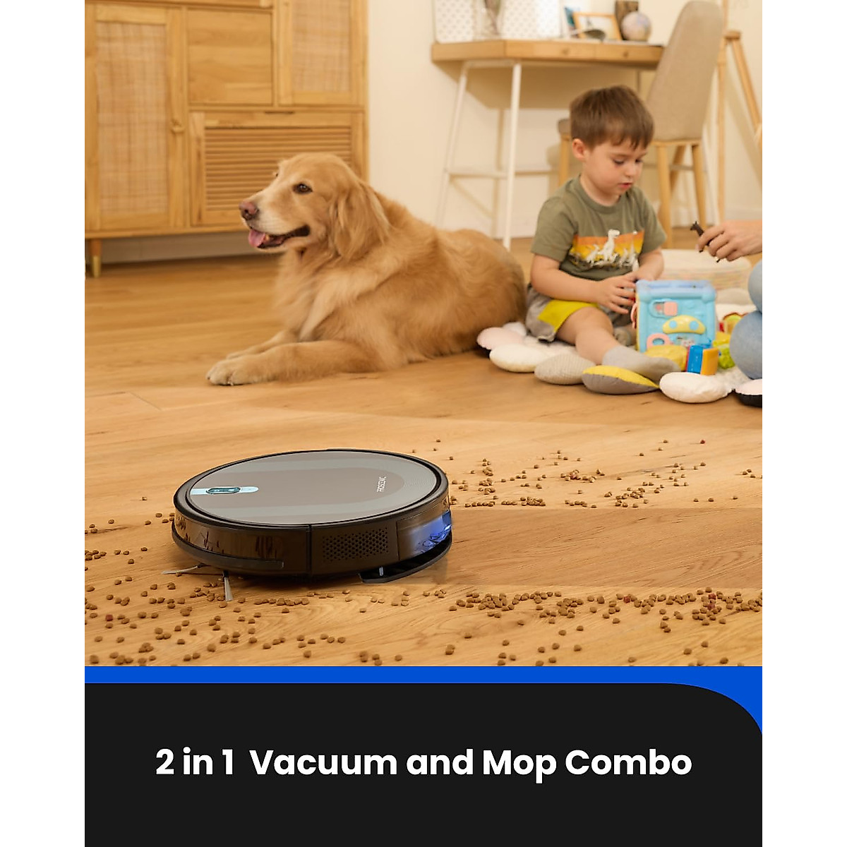 Proscenic 850T Robot Vacuum and Mop Combo, WiFi/App/Alexa/Siri Control, Robotic Cleaner with Gyro Navigation, Boundary Strip Included, Self-Charging, Slim, Good for Hard Floor, Pet Hair, Carpet