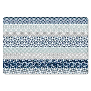 Bohemia Antifatigue Kitchen Bath Door Mat Cushioned Runner Rug,Washable Welcome Floor Sink Mat,Waterproof Comfort Standing Doormat for Kitchen,Blue Grey Boho Tribal Paisley Flower Plaid 24"x36"