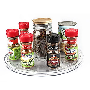 WishDirect Lazy Susan Turntable, Cabinet Organizer for Kitchen, Pantry, Bathroom, Fridge, Countertop Vanity Storage, Plastic Round Spice Rack Organizer 360° Rotation- Food Safe, Clear, 12 Inch