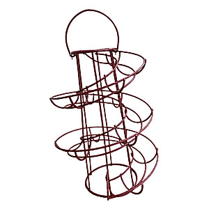 Fenteer Metal Egg Wire Rack Egg Spiral Rack Storage Dispenser,Fruit Display Holder Storage Rack,Kitchen Design Accessory Storage Tool, Red, 18x30.5cm