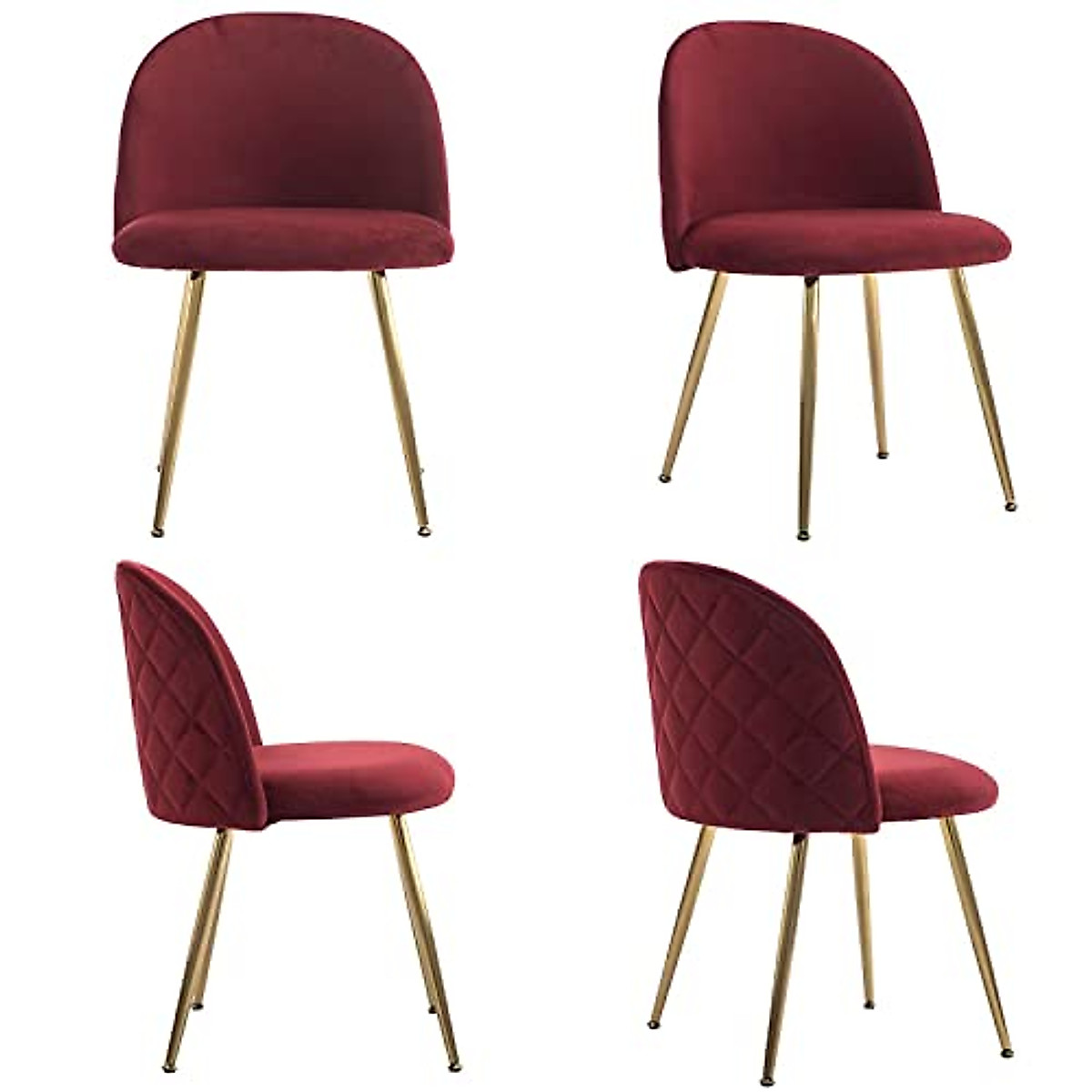 HNY Velvet Accent Chairs Set of 2, Mid Century Modern Dining Chairs with Gold Metal Legs, Upholstered Side Chair for Living 2PC