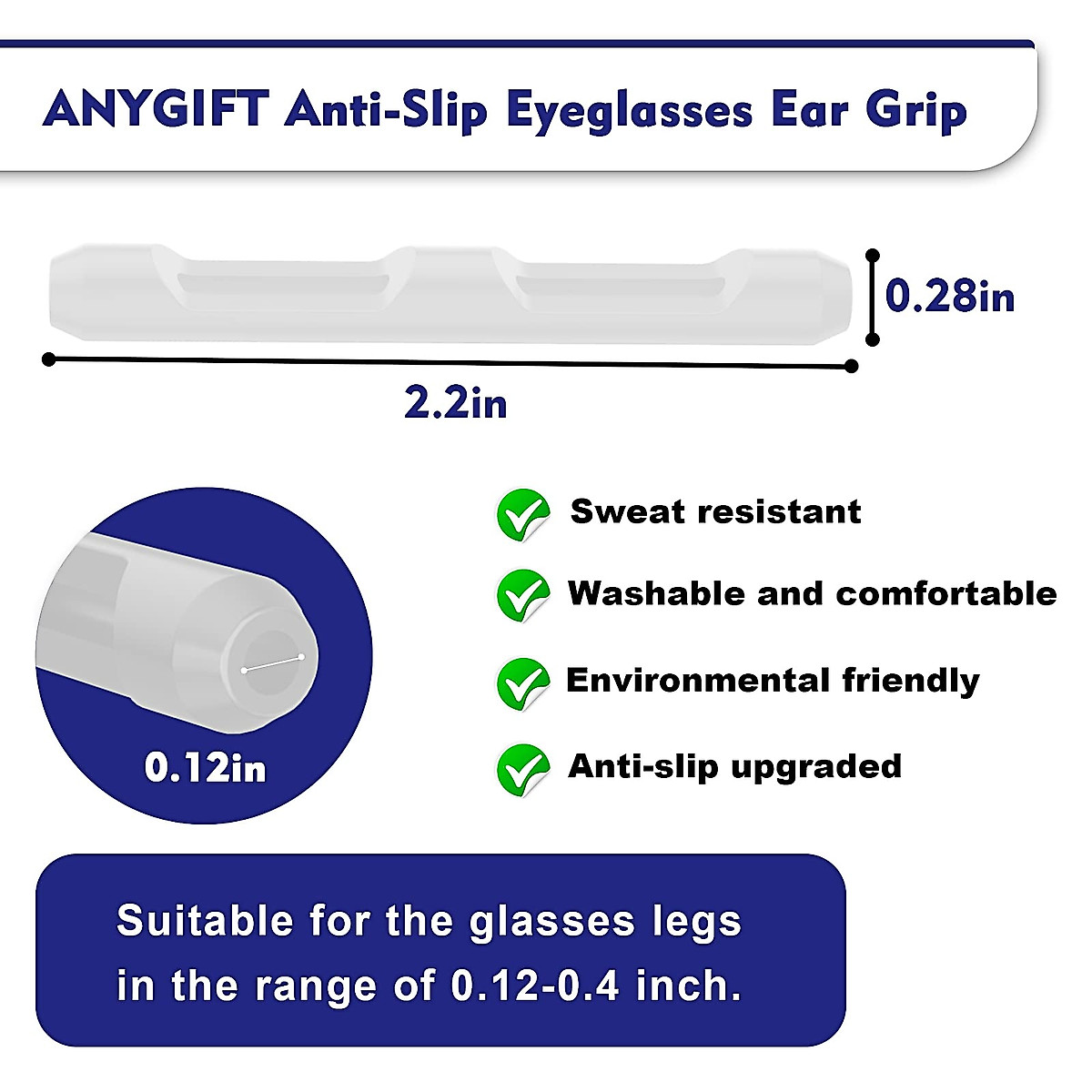 SMARTTOP Eyeglass Ear Grips Sleeve 8Pairs Upgrade anti-slip Silicone Eyeglasses Temple Tips Sleeve Retainer Glasses Ear hooks