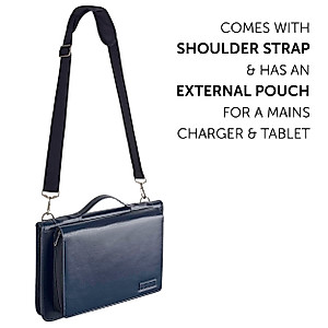 Broonel Blue Leather Laptop Messenger Case - Compatible with HP Elite Dragonfly G3 13.5" WUXGA Laptop