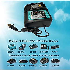 Anopiw DC18RC Replace Makita Charger DC18RC DC18RD DC18RC DC18RA DC18SD DC18SF to Charge14.4V 18 Volt LXT Lithium-ion battery BL1815 BL1850 BL1840 BL1830 LXT-400 BL1820