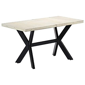 YPWRENH Cocktail Table Snack Table Dining Table 55.1"x27.6"x29.5" Solid Bleached Mango Wood for Dining Room, Kitchen or Living Room