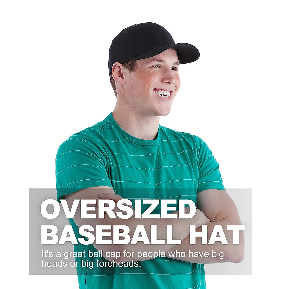 Zylioo XXL Oversized Ball Cap,Large High Crown Dad Cap for Big Heads,Structured Baseball Hats Adjustable 23.5"-25.2" Black