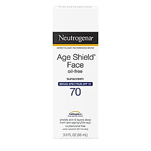 Neutrogena Age Shield Face Oil-Free Sunscreen Lotion with Broad Spectrum SPF 70, Non-Comedogenic Moisturizing Sunscreen to Help Prevent Signs of Aging, PABA-Free, 3 fl. oz (Pack of 3)